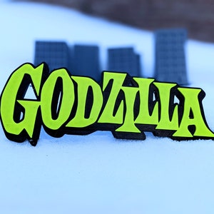 Godzilla Movie Shelf Display Theatre Room Sign - Bookshelf Decor for ...