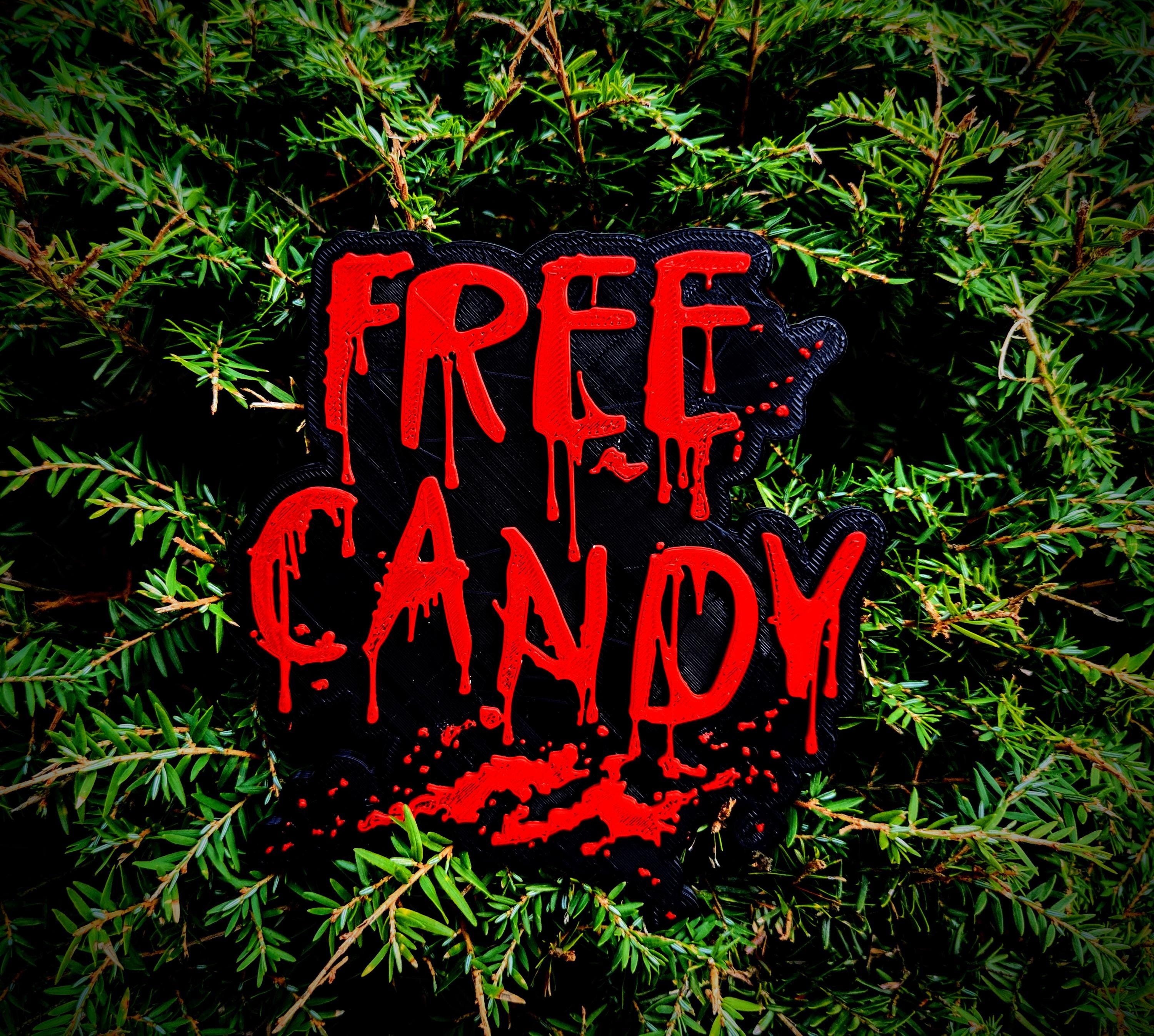 Free Candy Blood Splat Sign – Horror Halloween Wall Decor, Creepy ...