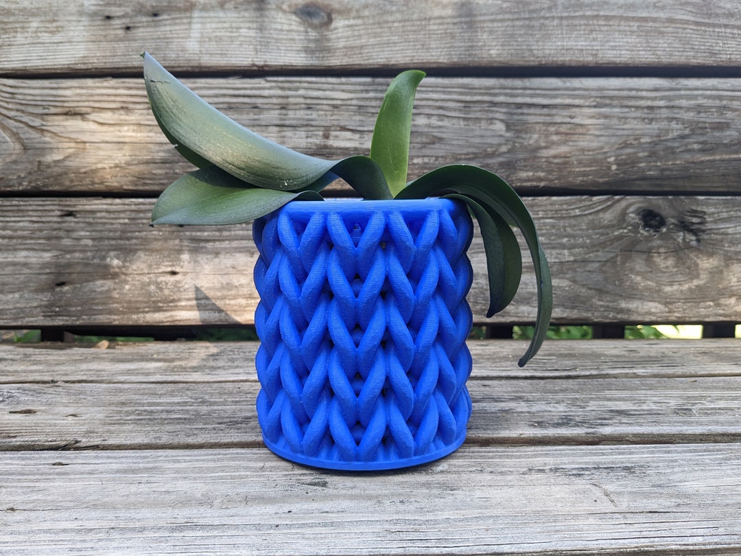 Weaved Yarn Pattern Pot - Succulent-orchid Planter With Holes ...