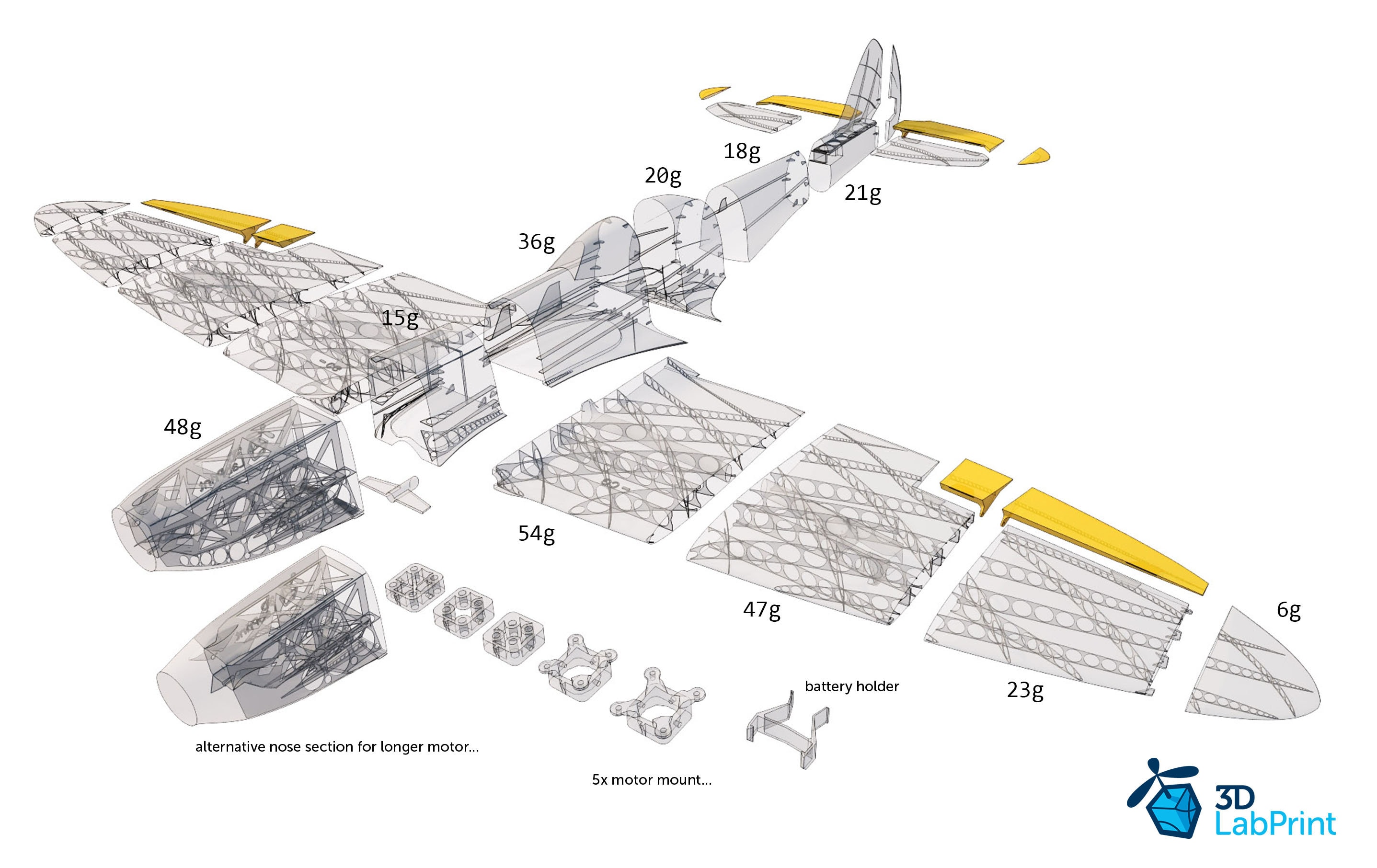 Spitfire MK XVI 38 3D Printed RC Plane 3dlabprint Radio - Etsy
