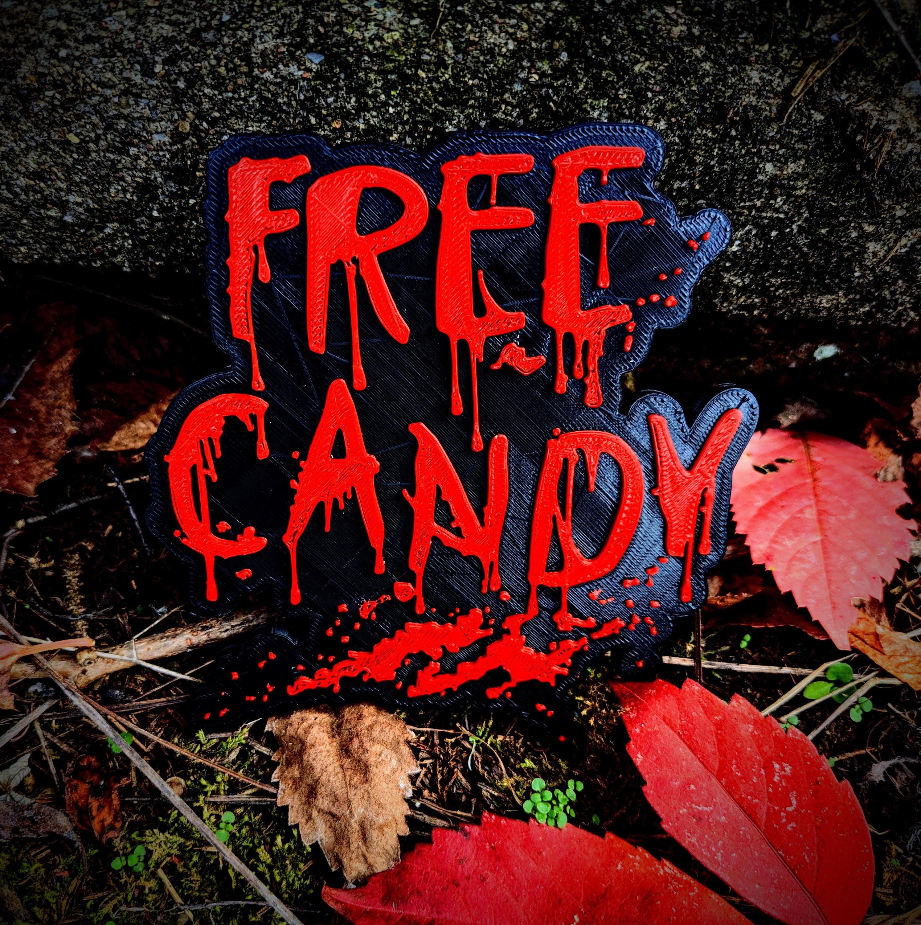 Free Candy Blood Splat Sign – Horror Halloween Wall Decor, Creepy ...