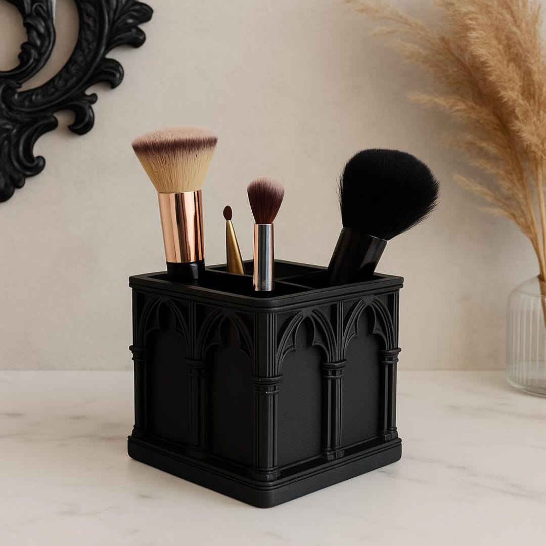 Gothic Cathedral Makeup Brush Holder – Black Vanity Organizer, Gothic ...