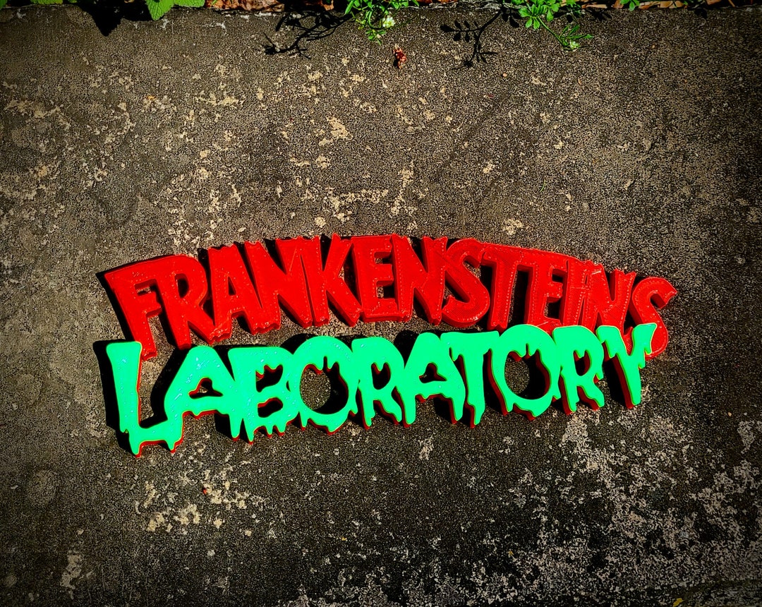 Frankensteins Laboratory Shelf Art, Horror Genre Sign, Classic Horror ...