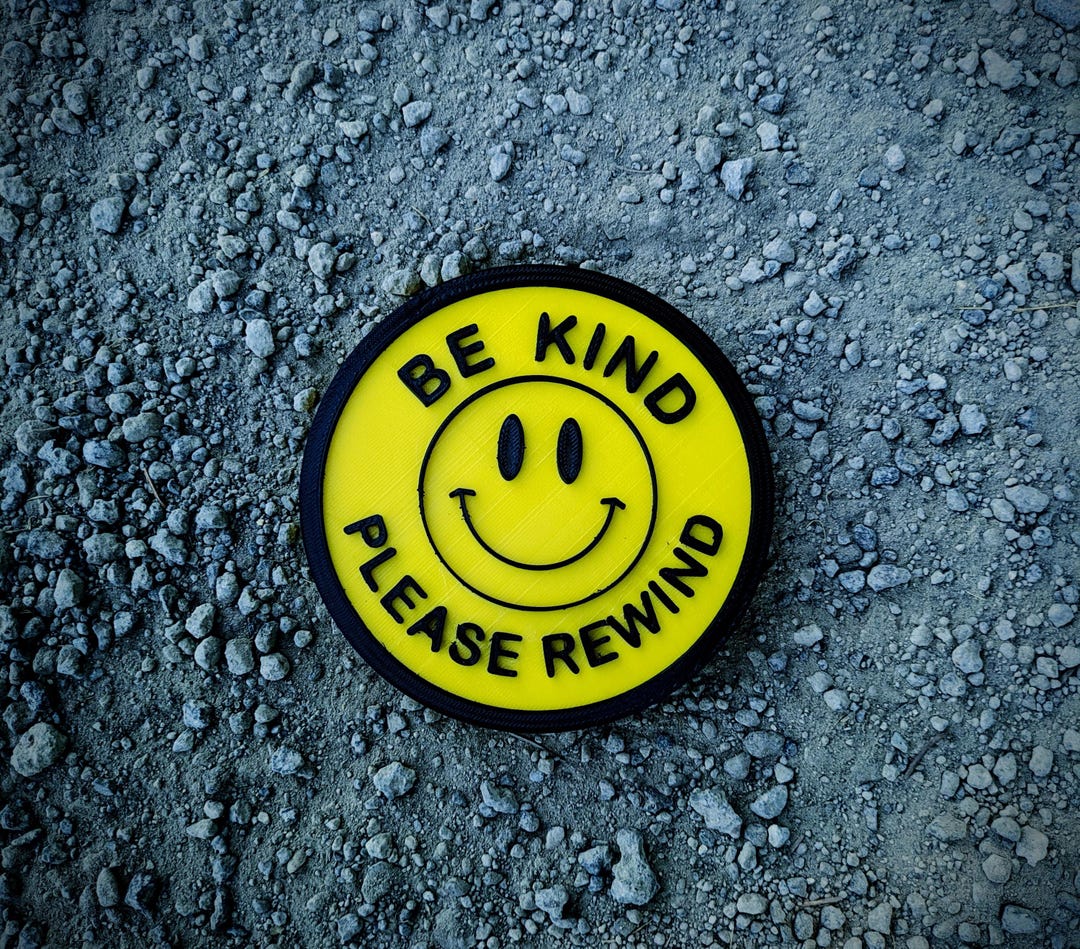 Be Kind Please Rewind Sign – 90s VHS Retro Video Store Smile Badge – 3D ...