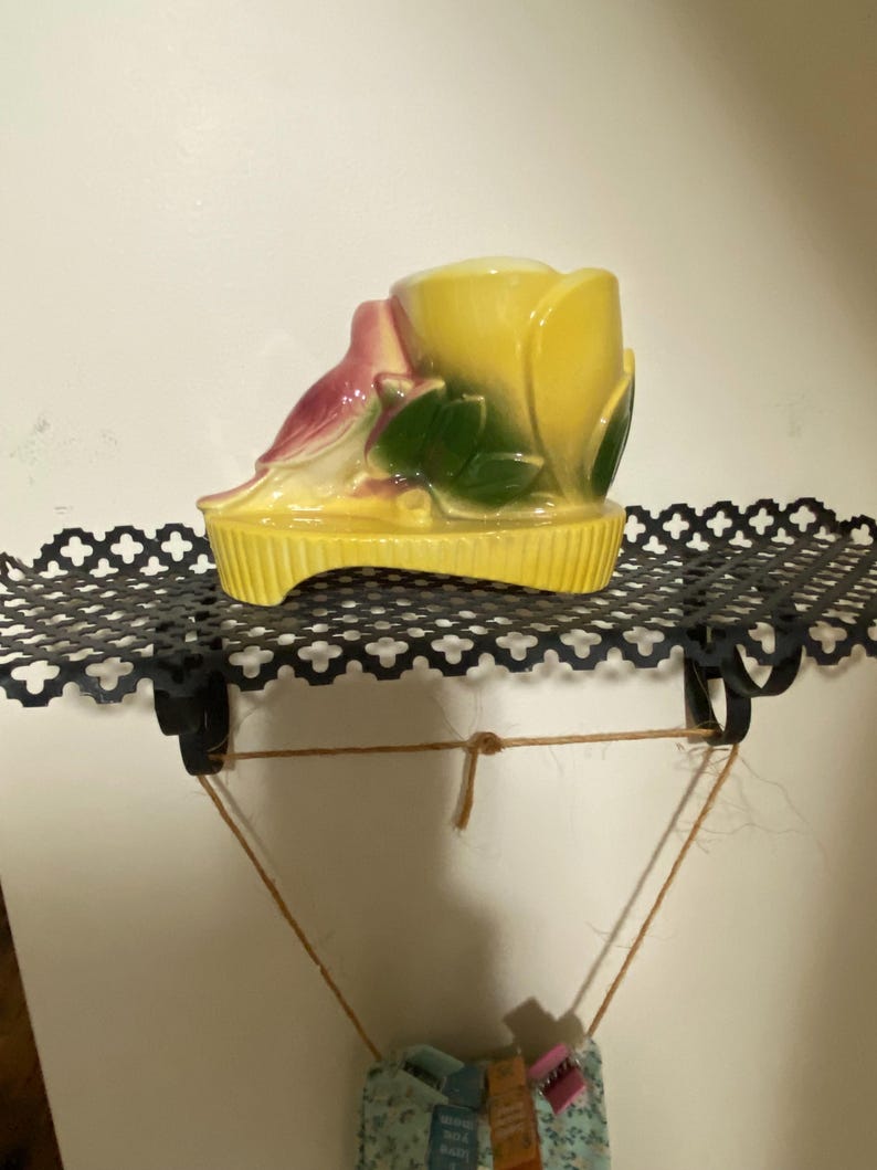 MCM Ceramic Porcelain Planter. A Small Red Bird With a Yellow Tulip ...
