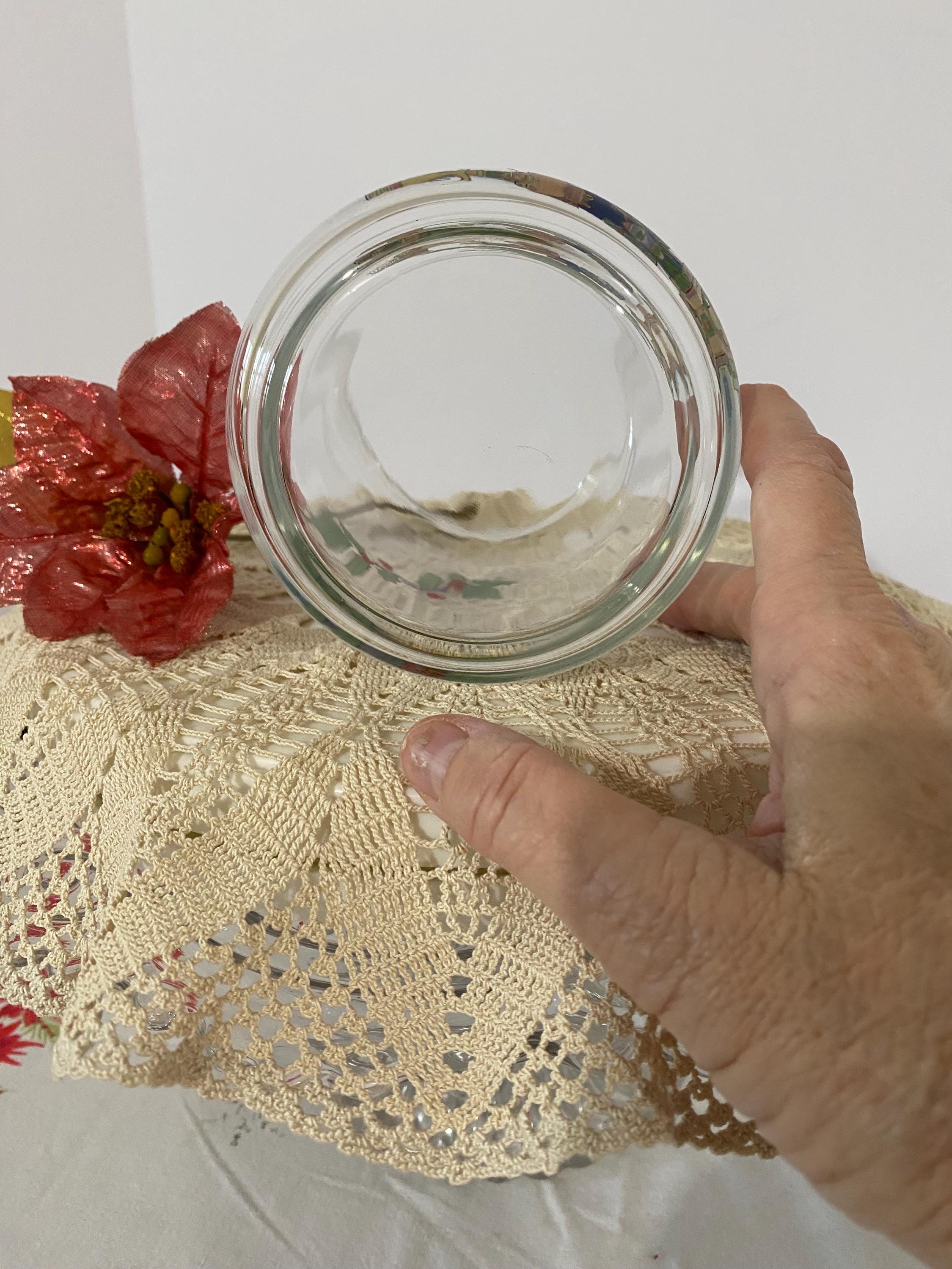 Vintage Christmas Designed Glass Container With Lid and Inner Plastic ...