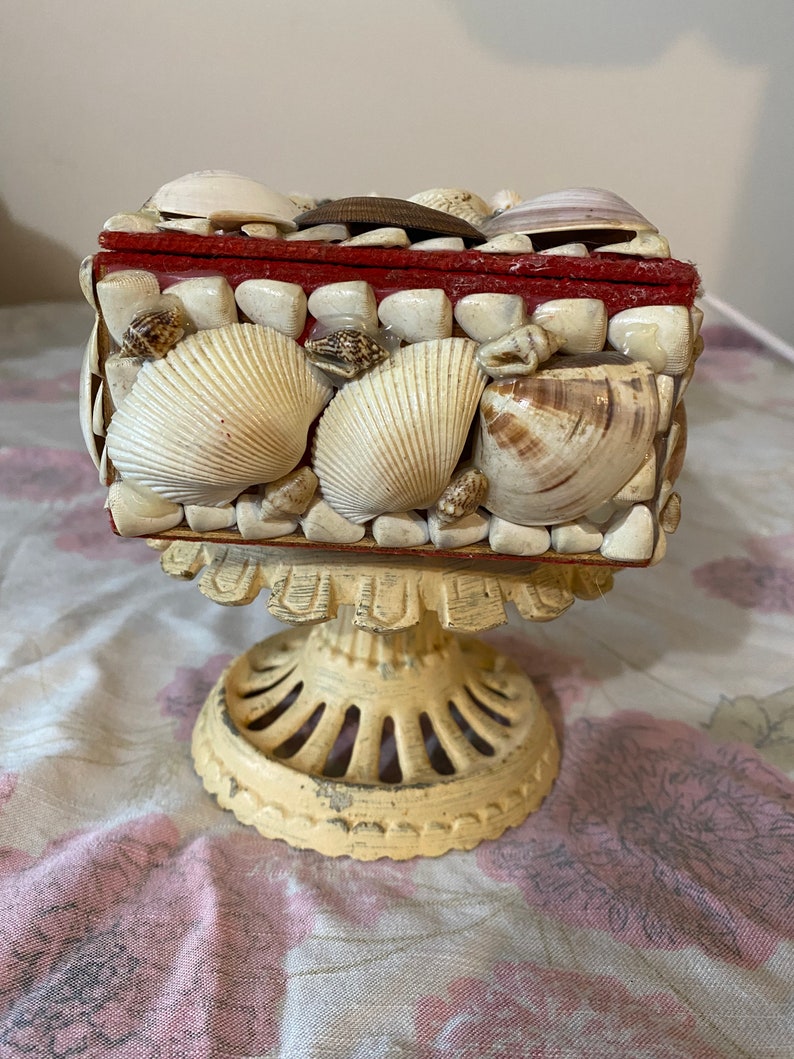 Vintage Rectangular Wood Box Encrusted With Seashells - Etsy