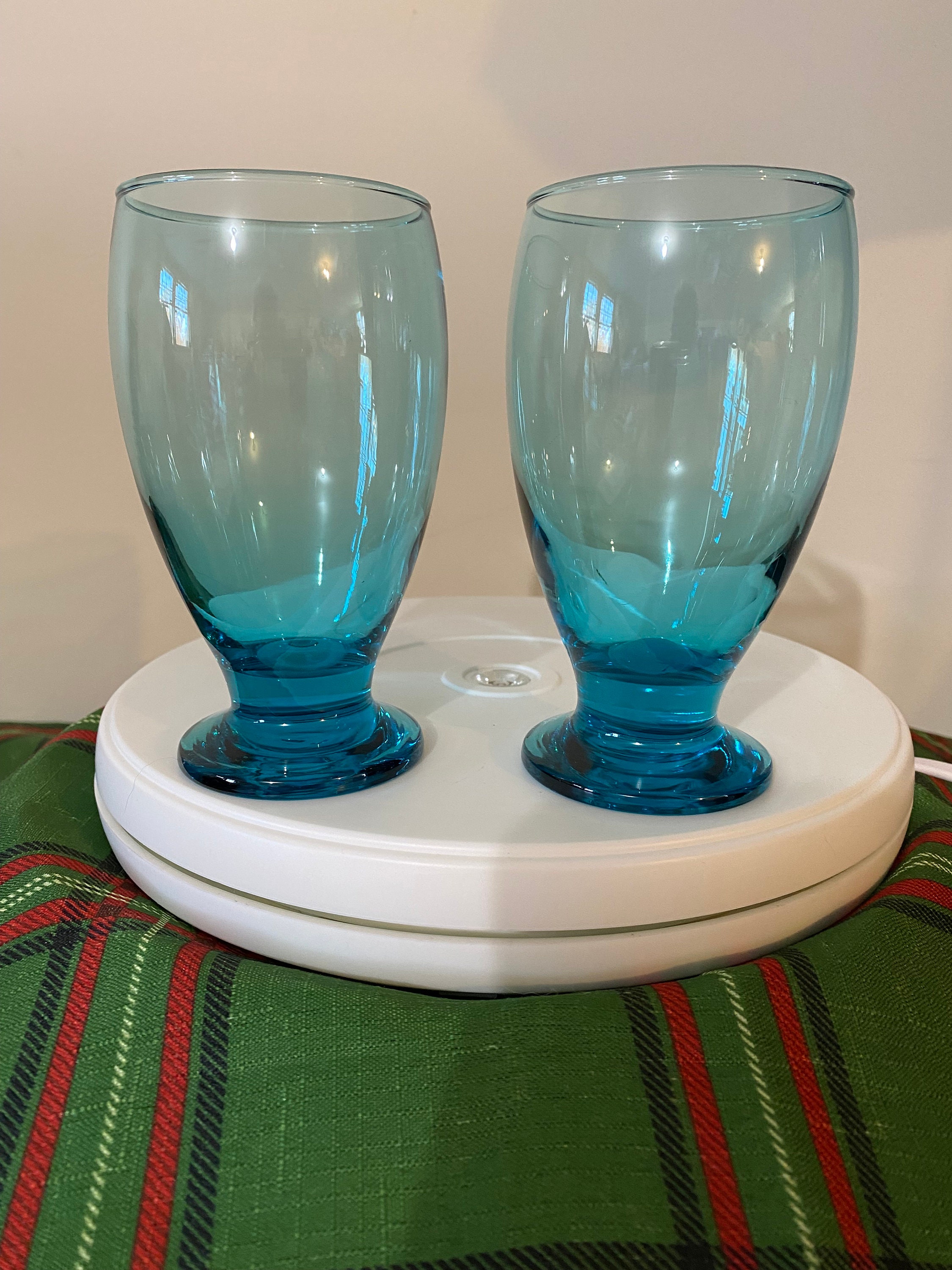 Vintage Cristar Footed Water Goblets Aqua - Etsy