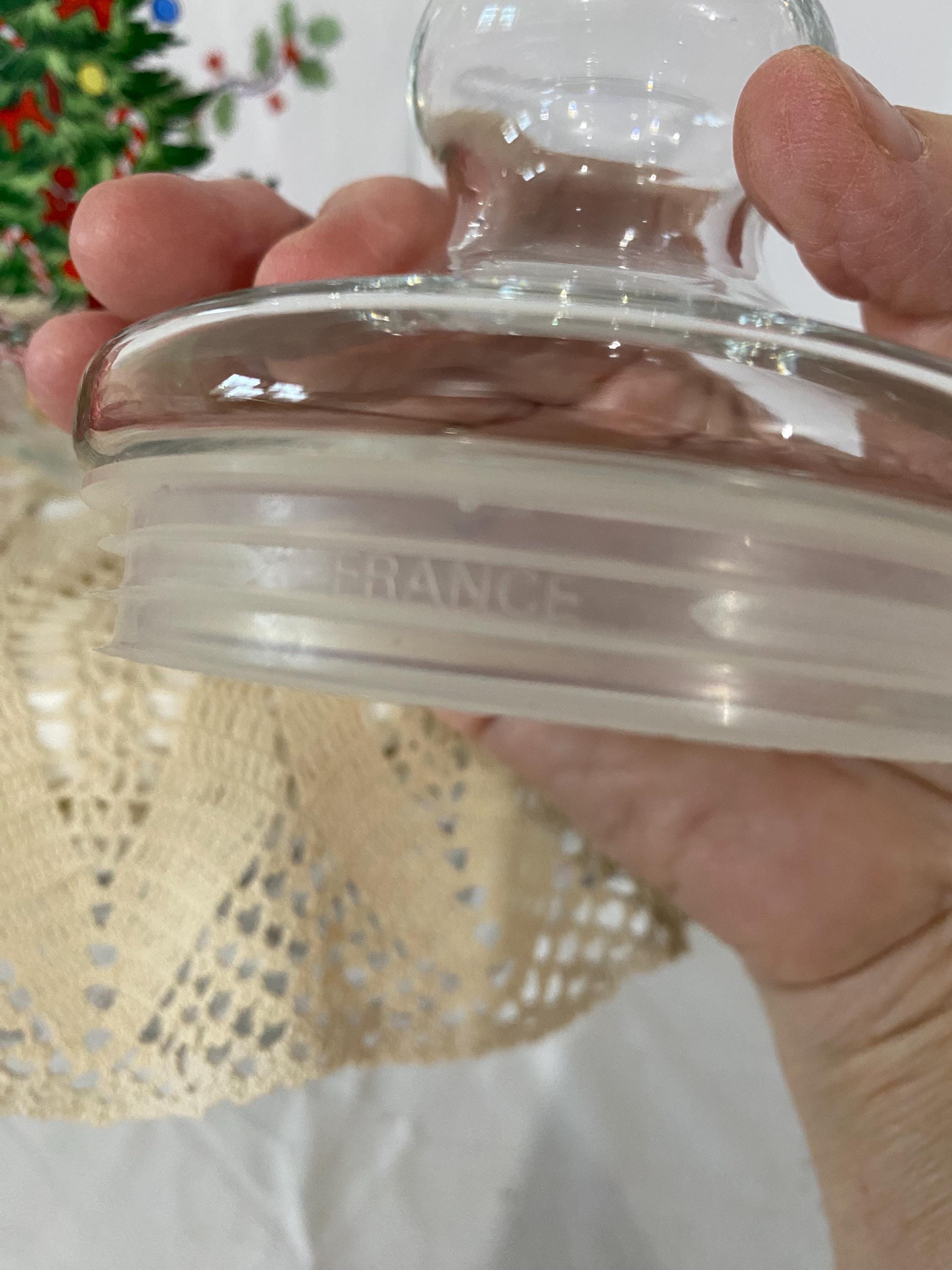 Vintage Christmas Designed Glass Container With Lid and Inner Plastic ...