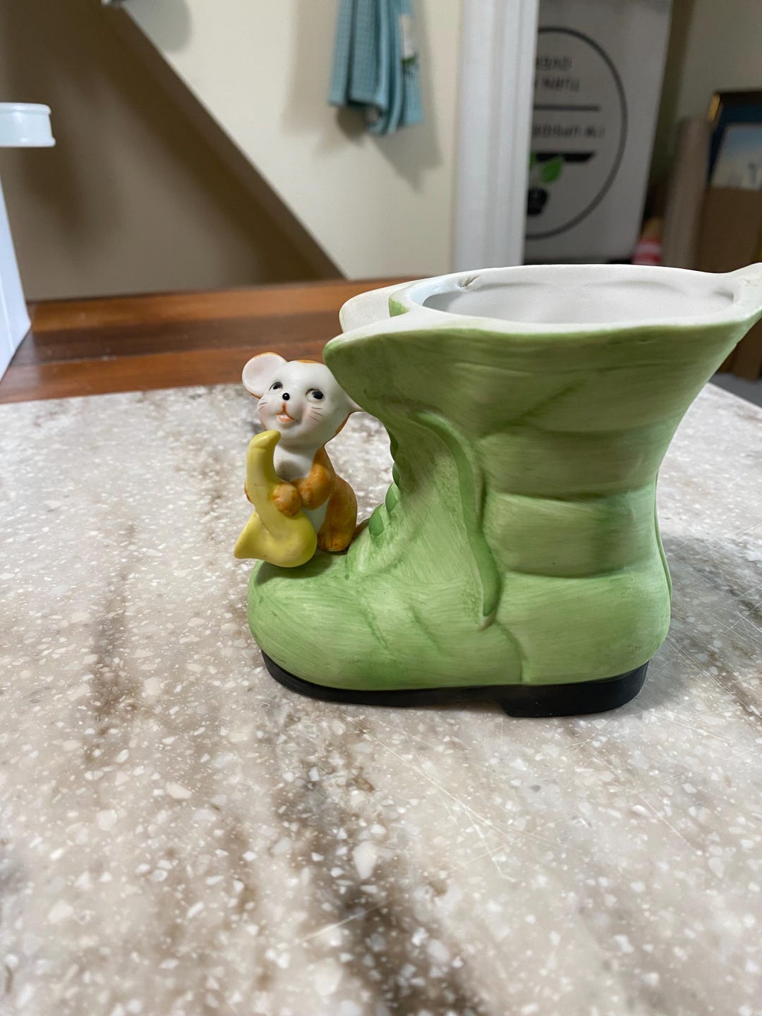 MCM Ardco Green Shoe Planter With a Big Eared Mouse Playing a Saxophone ...