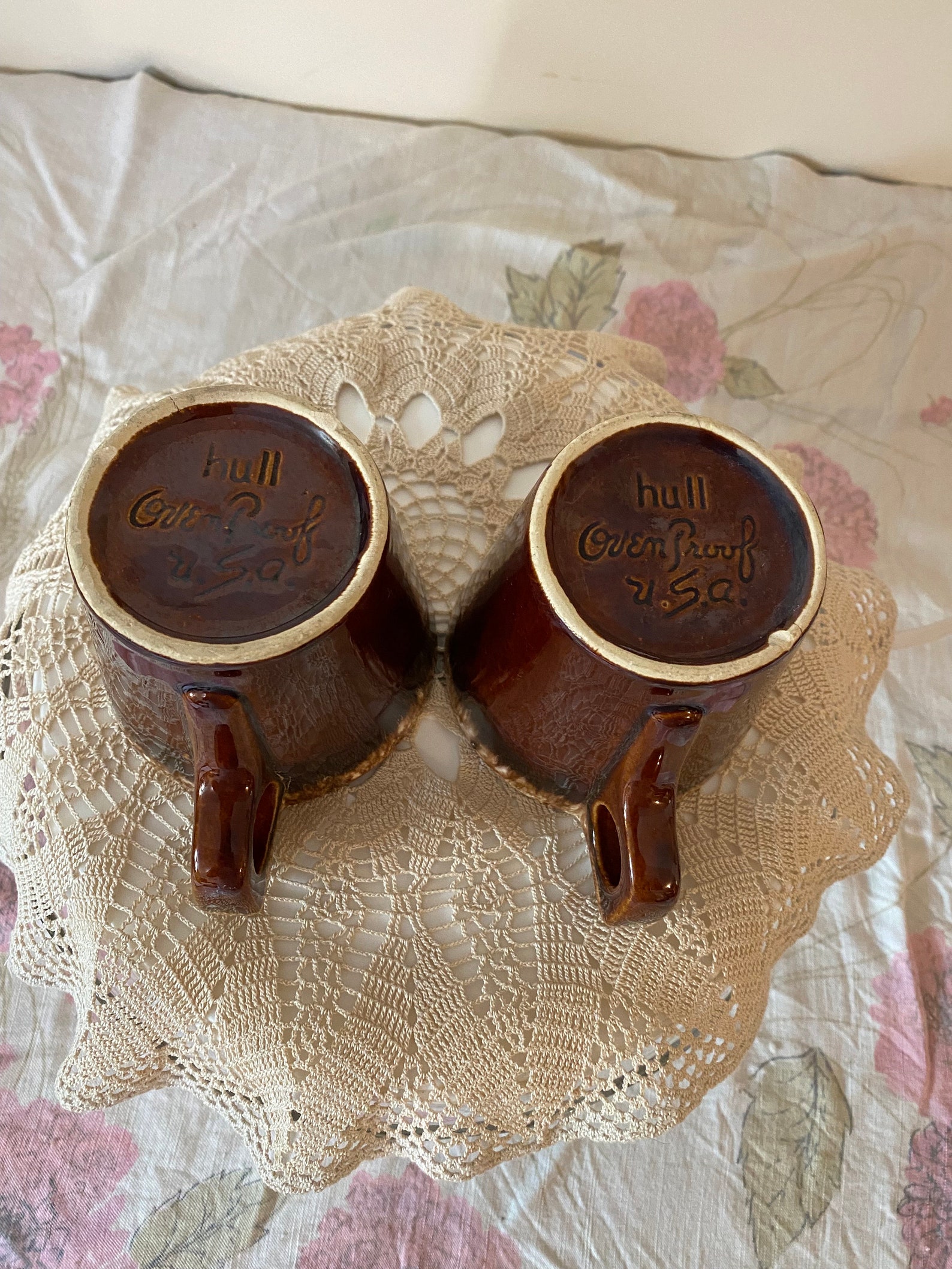 2 MCM Hull Brown Drip Glaze Coffee/tea Cups/mugs. - Etsy