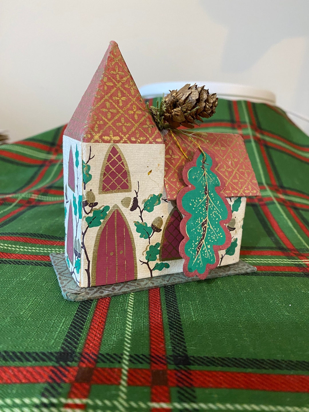 Vintage Putz or Putz Like House With Painted Oak Leaves and Acorns - Etsy