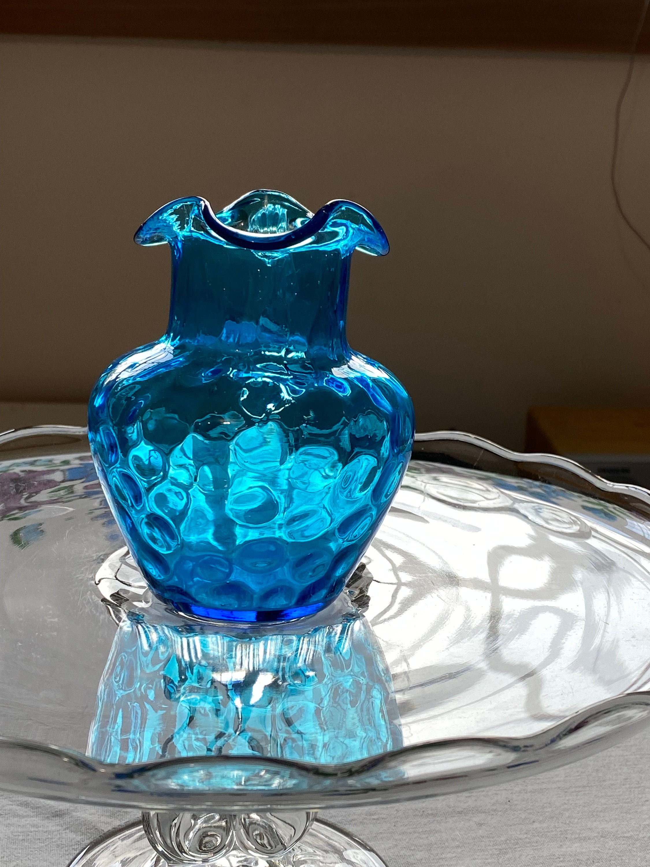 Vintage Fenton Blue Thumbprint Small Pitcher/creamer - Etsy