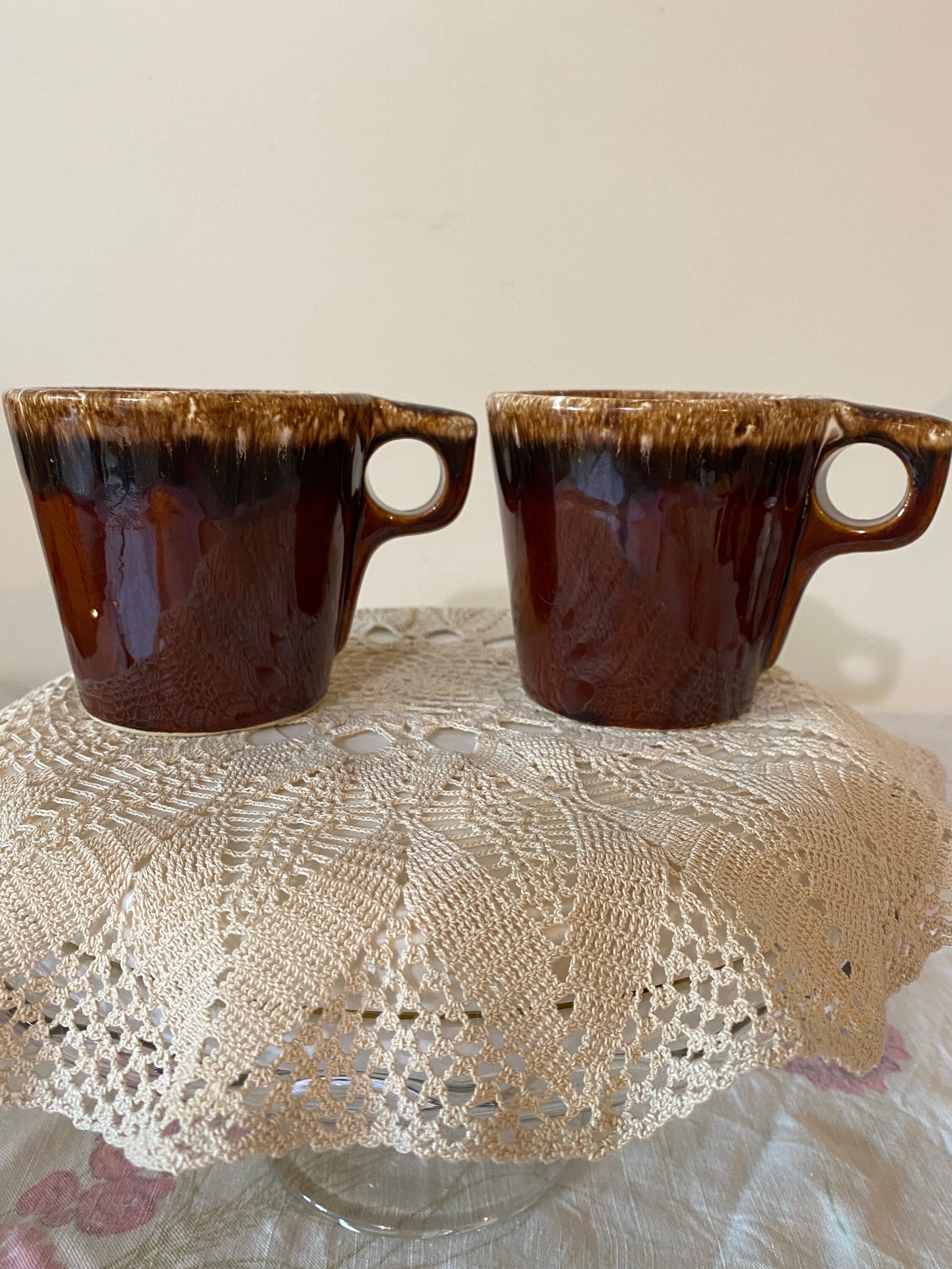 2 MCM Hull Brown Drip Glaze Coffee/tea Cups/mugs. - Etsy