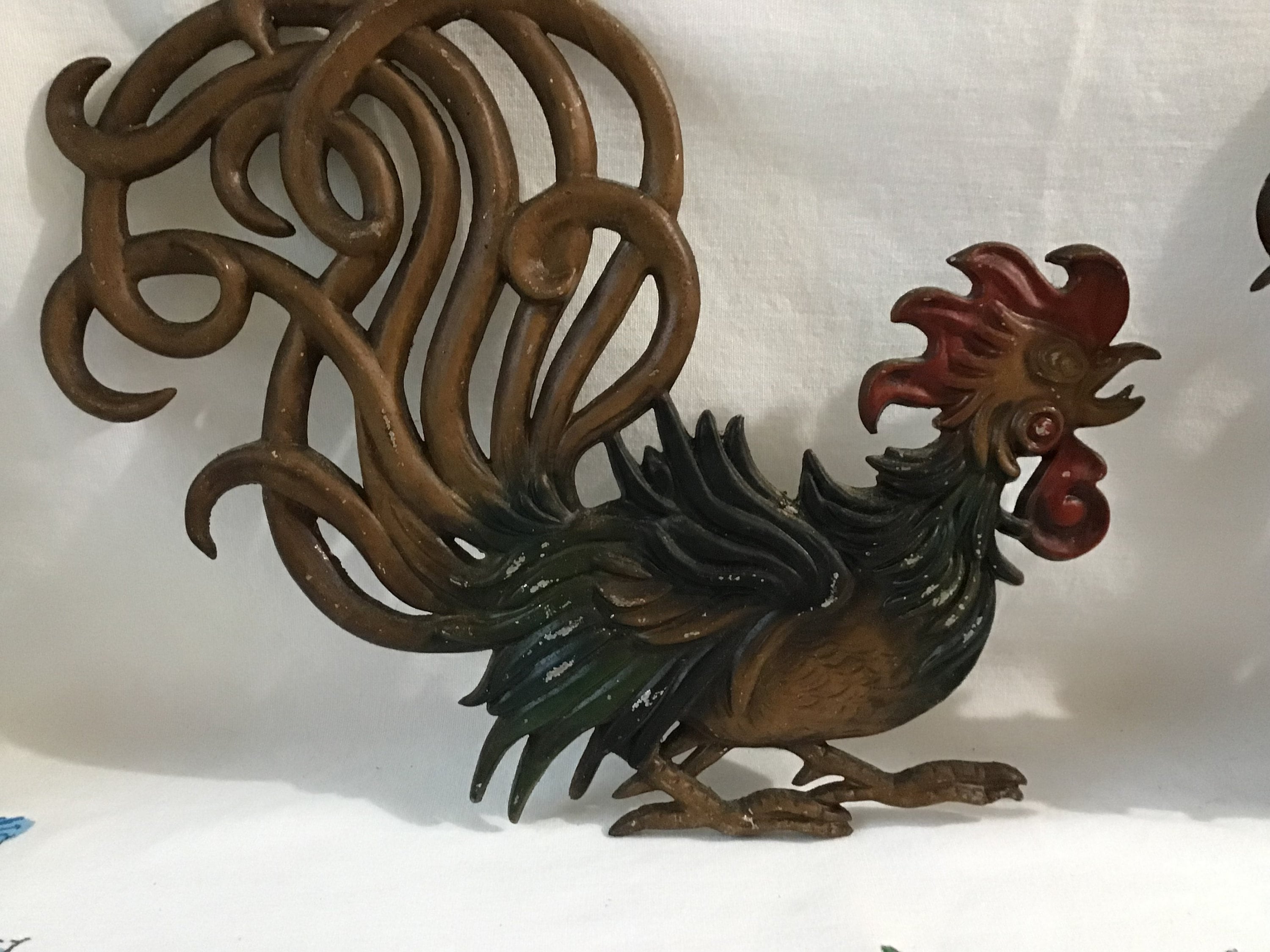 Vintage Cast Metal Fighting Roosters Original Paint by Vermay USA - Etsy