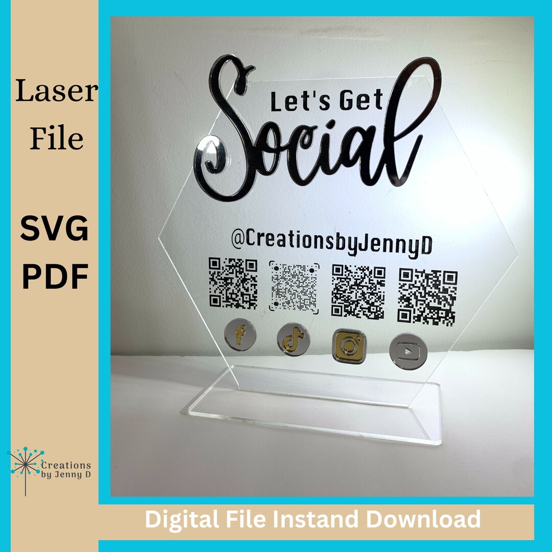 Laser Cut Social Media Sign SVG, Desk Display (digital Download) - Etsy