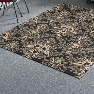 Damask Bones Rug, Macabre Victorian Goth Skull Indoor / Outdoor Area ...