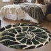 Gothic Ammonite Rug, Spooky Skull Spiral Fossil Round Watercolor Area ...