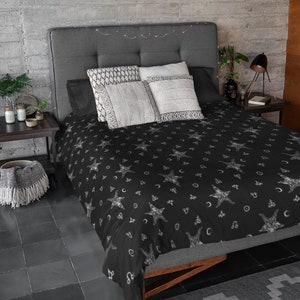 Occult Baphomet Duvet, Satanic Comforter Cover, Gothic Bedding, Evil ...