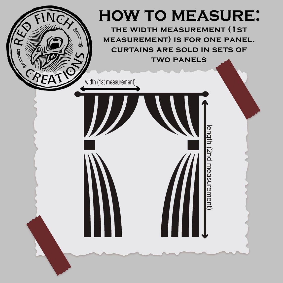 Dark Botanical Curtains, Two-piece Gothic Grommet Window Drapes W ...