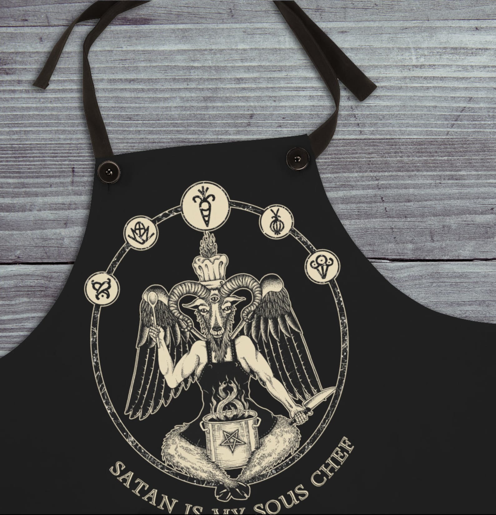 Baphomet Chef Apron Satan Is My Sous Chef Funny Occult | Etsy