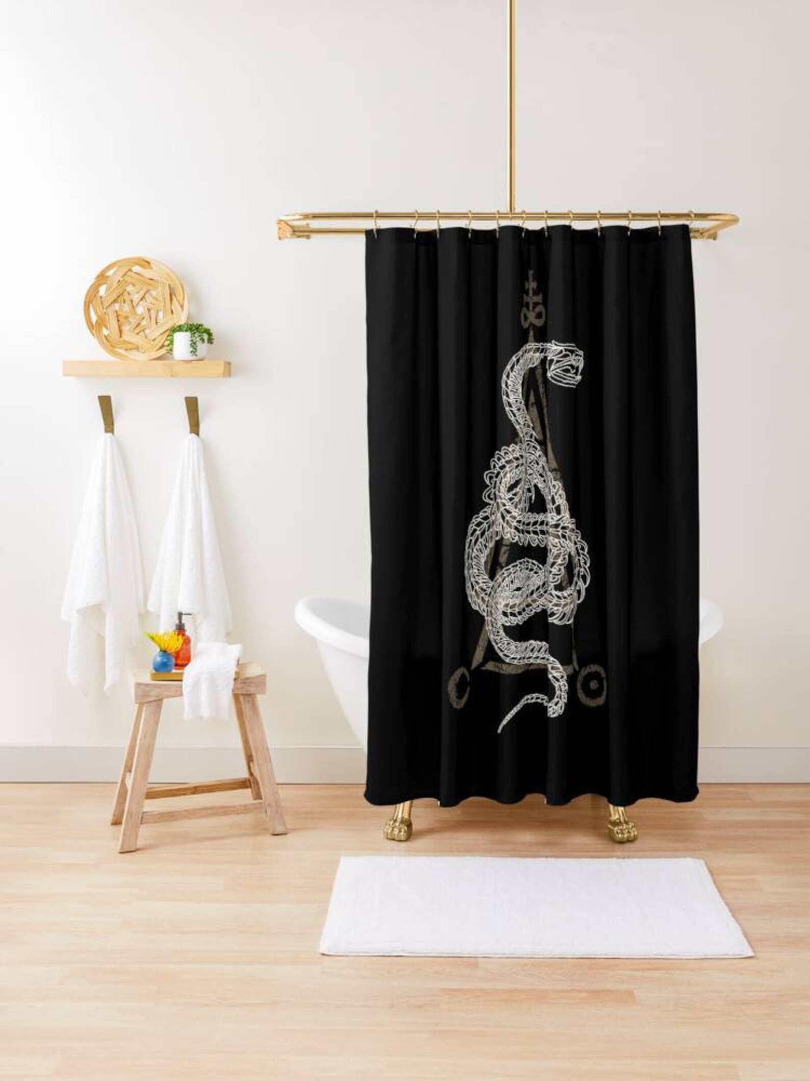 Occult Shower Curtain. Serpent Skeleton & Satanic Symbols - Etsy