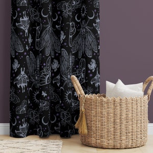 Esoteric Cicada Curtain, Witchy Goth Window Curtain W Celestial Moth ...