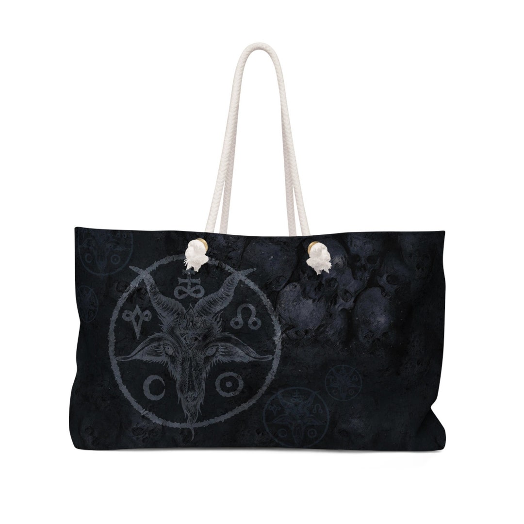 Satanic Weekender Tote. Black Metal Beach Bag. Tropical Goth Travel ...