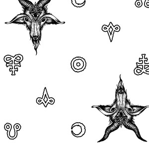 Baphomet Crib Sheets. Occult Baby Bedding. Satanic Symbols Black ...