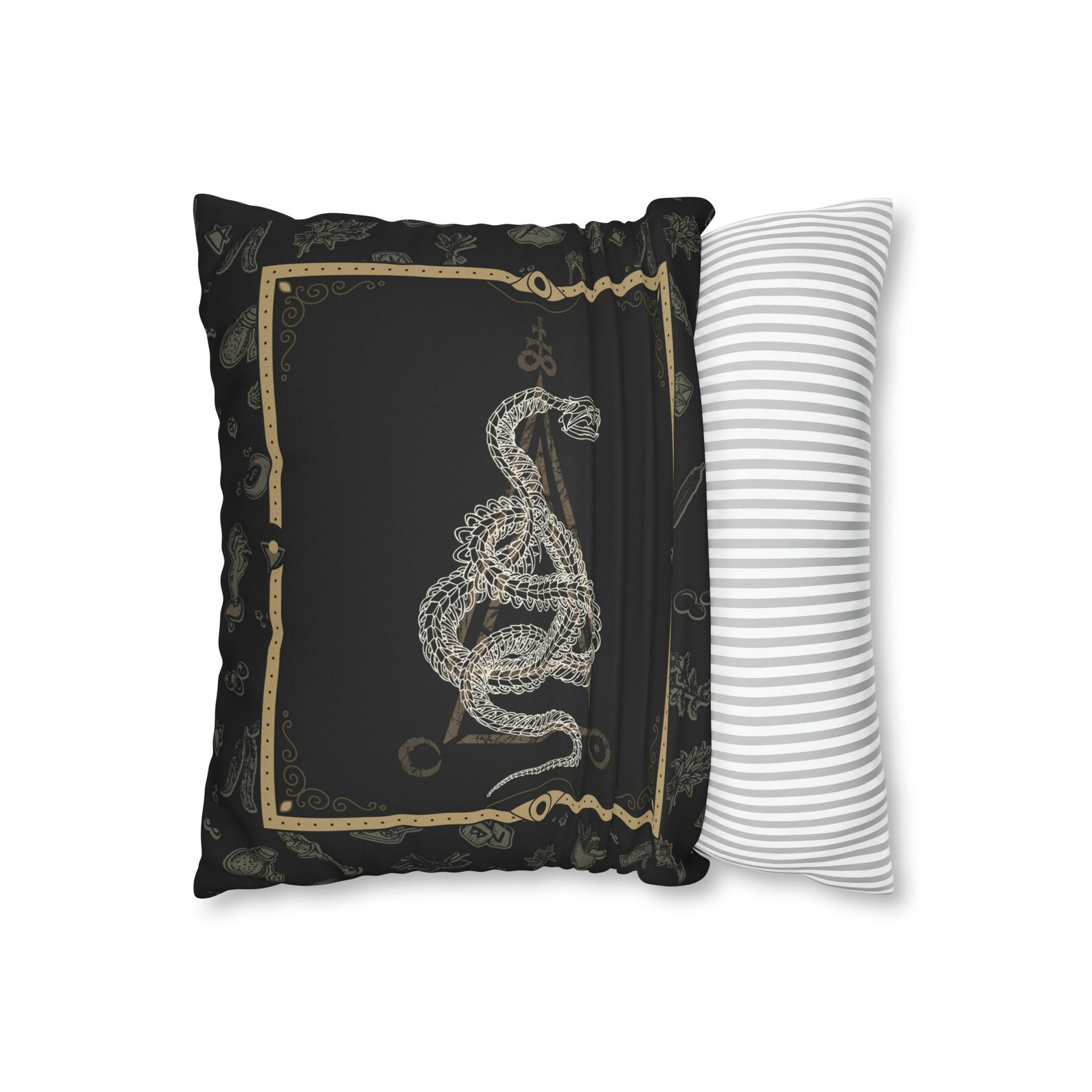 Occult Snake Throw Pillow - Gothic Decorative Cushion Pillowcase for a ...