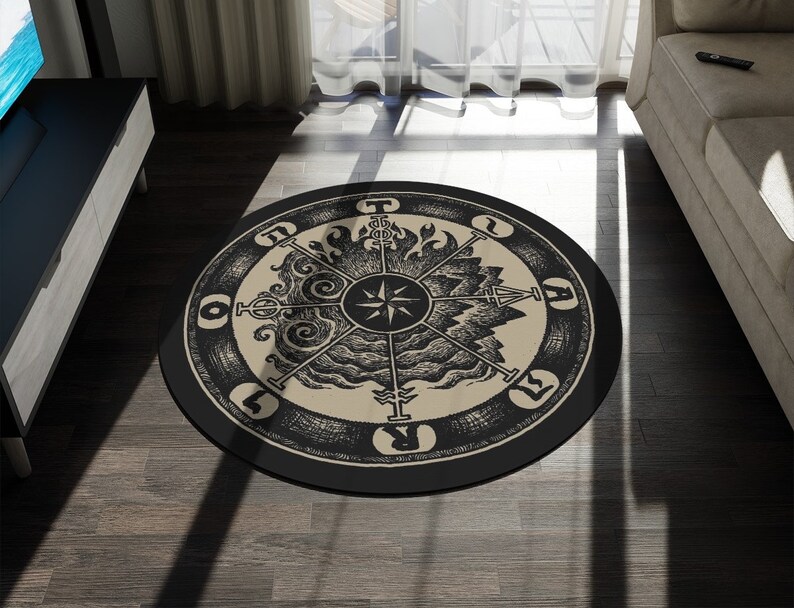 Occult Tarot Rug Round Accent Carpet W/ Witchy Esoteric Wheel - Etsy
