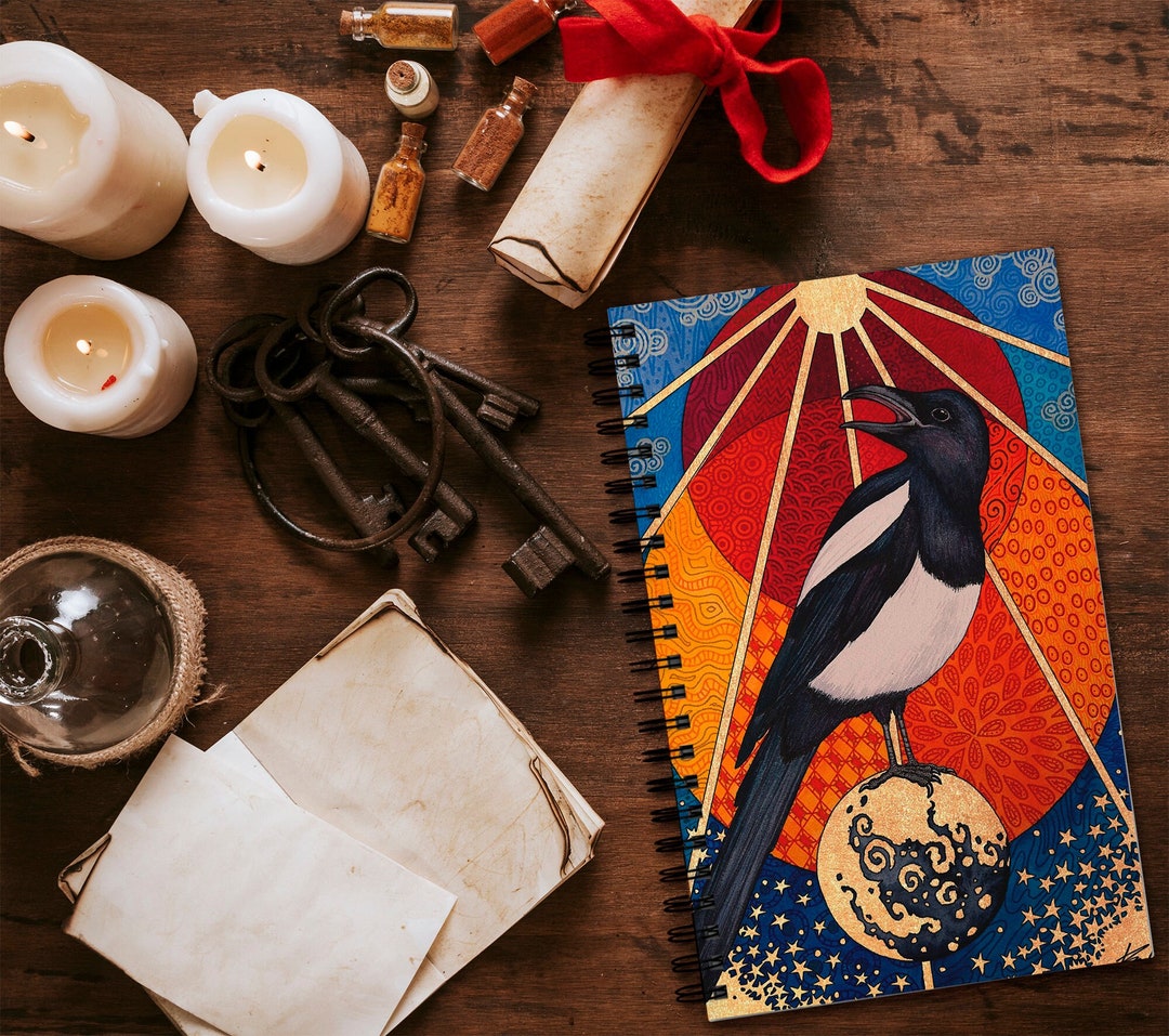 Esoteric Magpie Planner, Mystical Occult Corvid Spiral Dream Journal ...