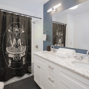 Bathomet Shower Curtain Funny Satanic Pun Bathroom Decor, Occult Humor ...