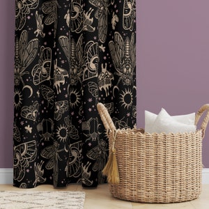 Esoteric Cicada Curtain, Witchy Goth Window Curtain W Celestial Moth ...
