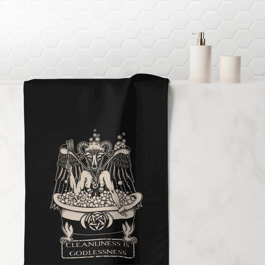 Funny Occult Towel, Bathomet "cleanliness is Godlessness" Bath Beach or ...