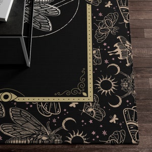 Occult Cicada Rug, Witchy Moth Outdoor Area Carpet W Gothic Witch ...