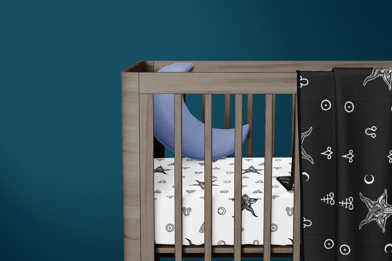 Baphomet Crib Sheets. Occult Baby Bedding. Satanic Symbols Black ...