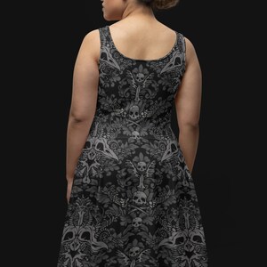 Macabre Victorian Dress, Spooky Gothic Skater Sundress W/ Human & Raven ...