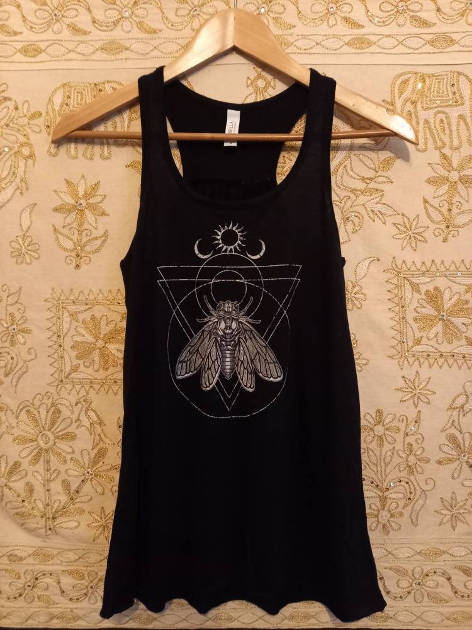 Occult Cicada Tank Sacred Geometry Insect shirt Wiccan Flowy | Etsy