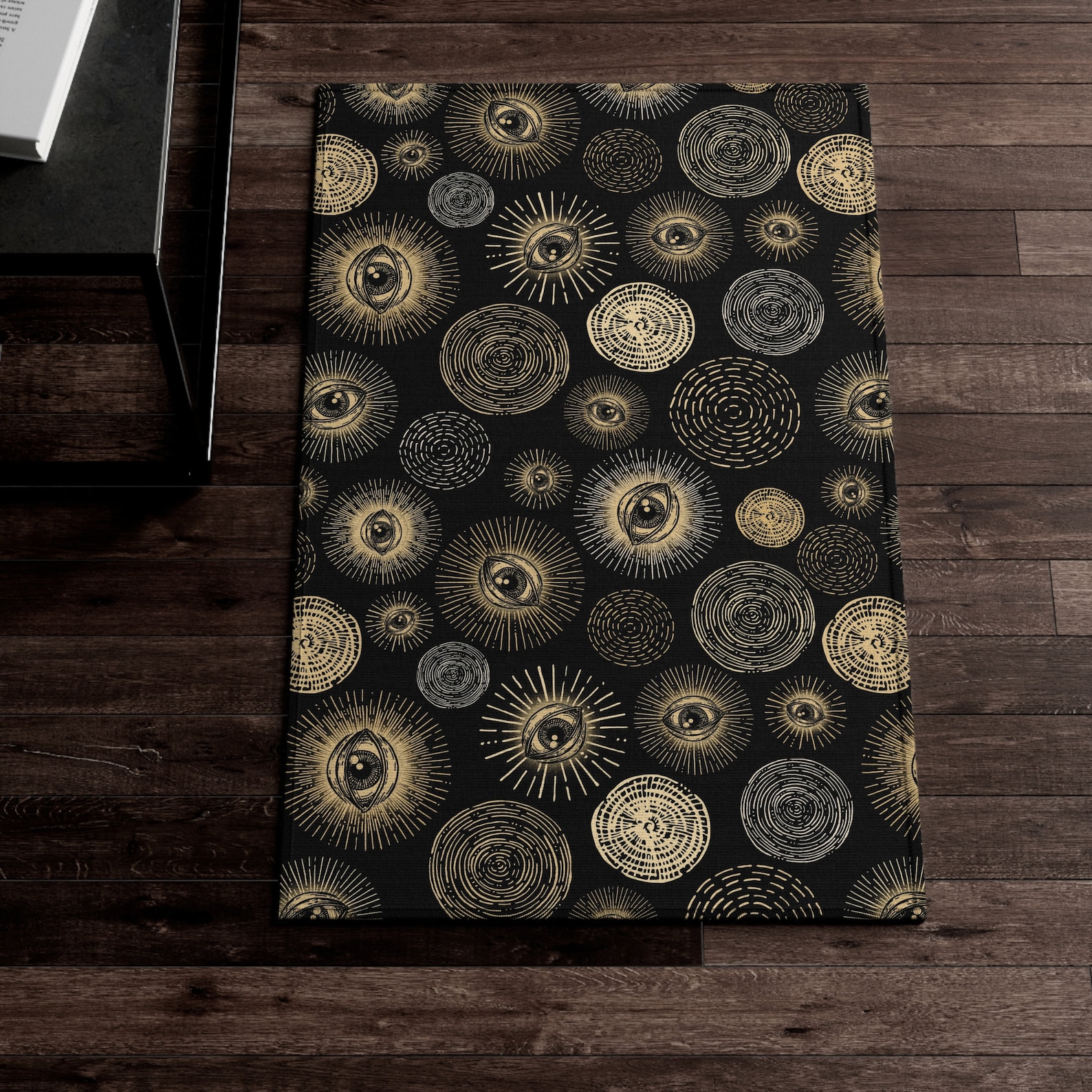 Occult Eye Rug Black & Gold Abstract Esoteric Geometric - Etsy