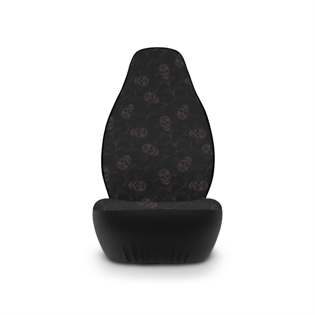 Goth Skull Car Seat Covers, Elegant Macabre Gothic Floral Print Art ...