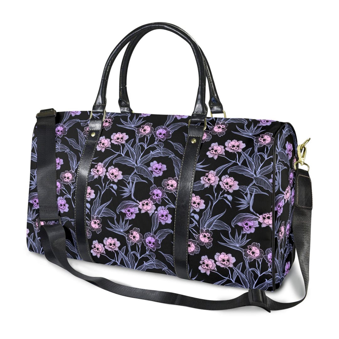 Pastel Goth Travel Bag - Waterproof & Stylish W Cute Pink Spooky Floral ...