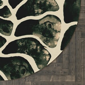 Gothic Ammonite Rug, Spooky Skull Spiral Fossil Round Watercolor Area ...