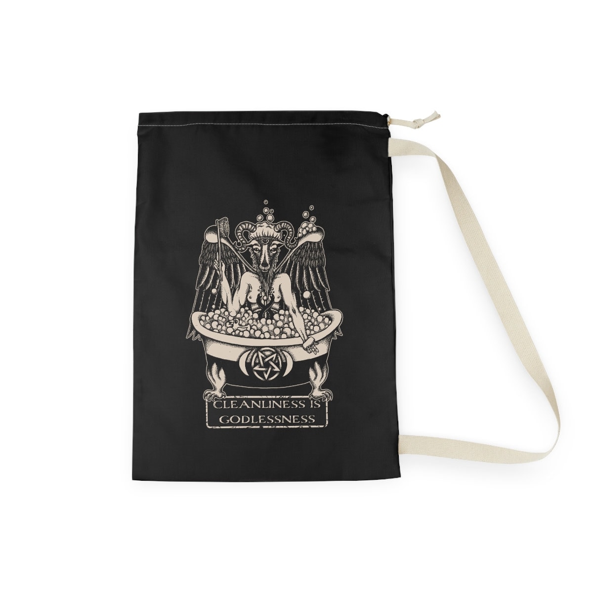 Bathomet Laundry Bag. Funny Cleanliness is Godlessness Satanic Pun ...