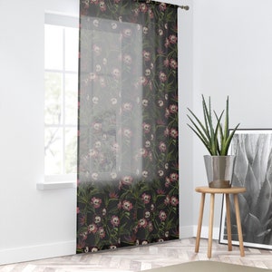 Bones & Botany Curtain, Elegant Macabre Skull Window Curtains W/ Gothic ...