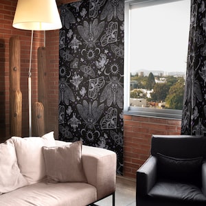Esoteric Cicada Curtain, Witchy Goth Window Curtain W Celestial Moth ...