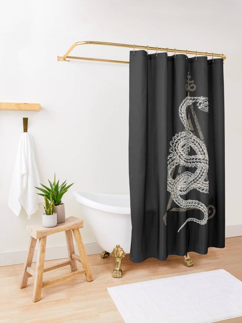Occult Shower Curtain. Serpent Skeleton & Satanic Symbols - Etsy