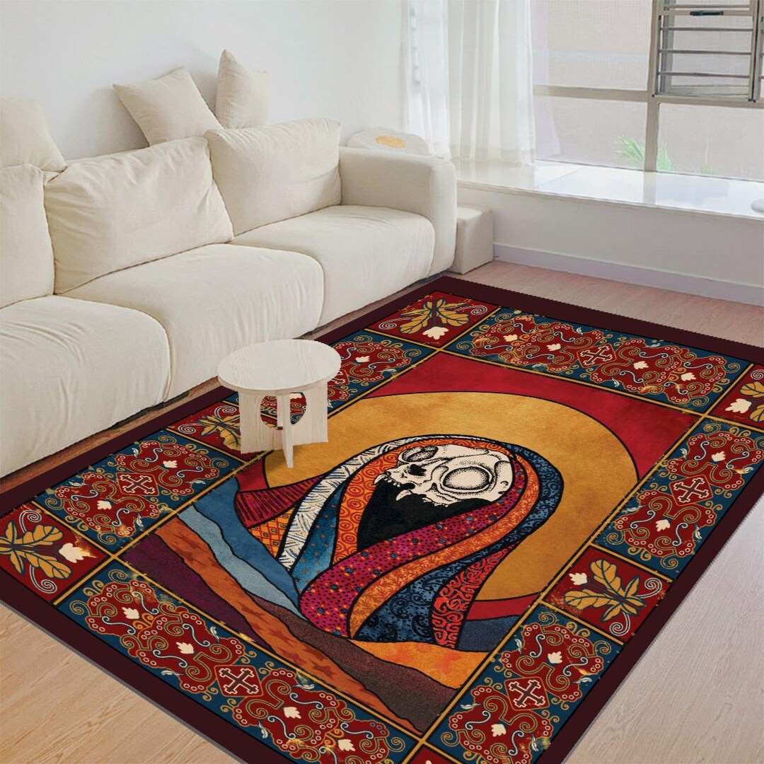 Spooky Baroque Floor Mat, No-pile Moody Maximalist Area Rug W/ Macabre ...