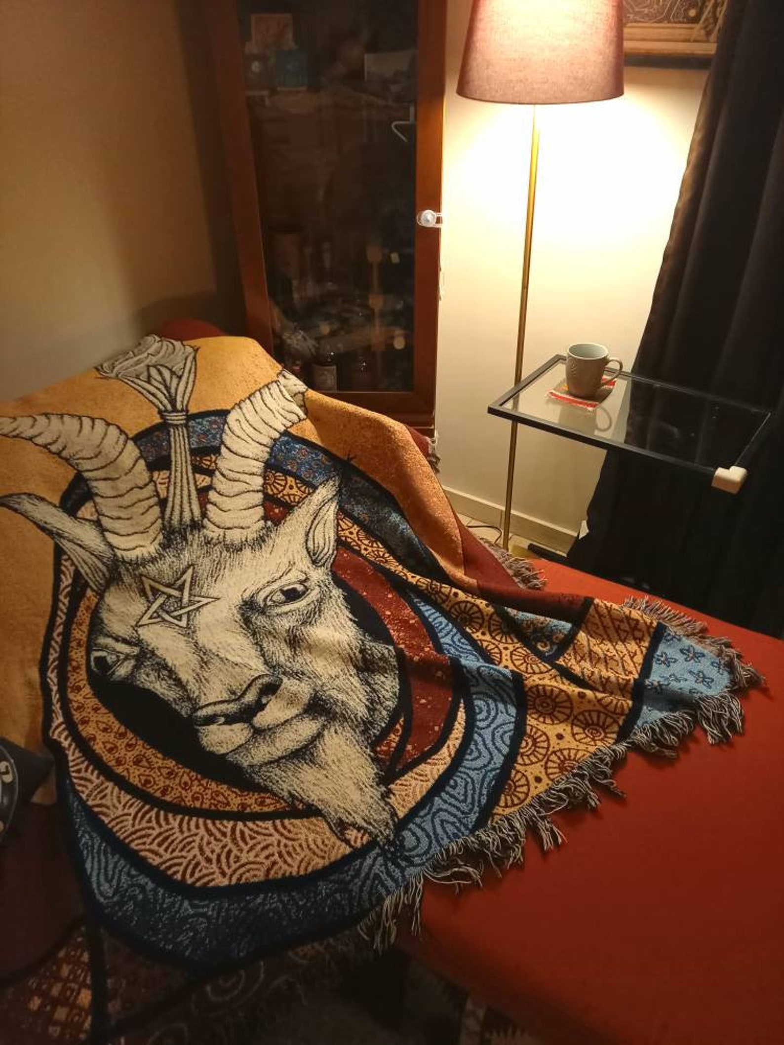 Woven Baphomet Blanket,satanic Goat Cotton Throw Blanket,gothic ...