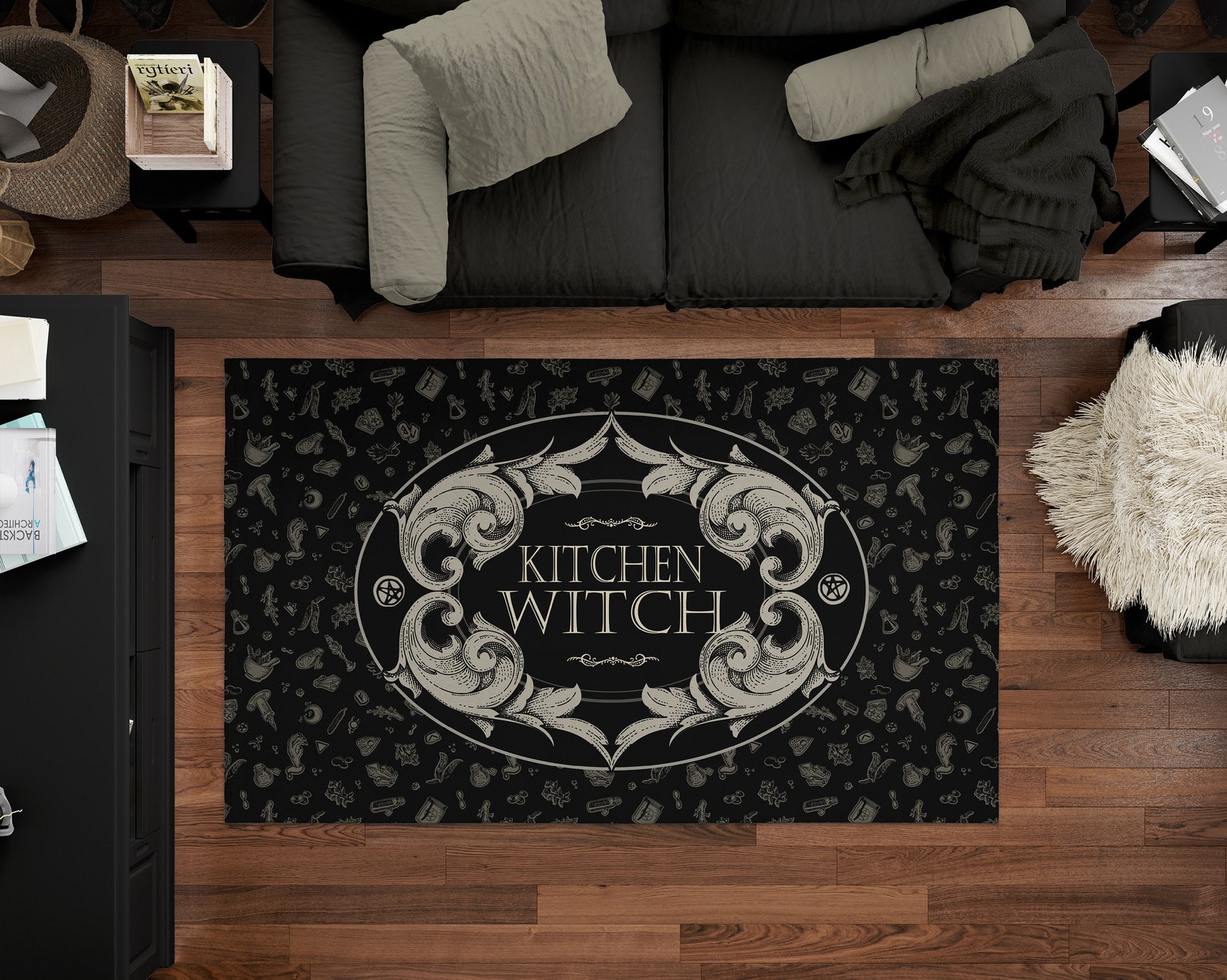 Witchy Kitchen Rug, Non-slip Gothic Witch Indoor or Outdoor Area Carpet ...